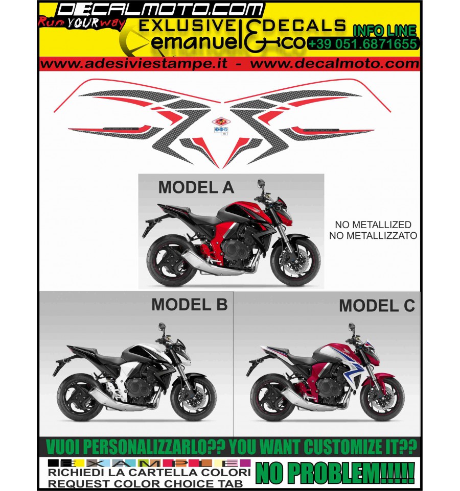 CB1000R Decals Custom CB1000R Motorcycle Decals - 140mm Tail Unit Side ...